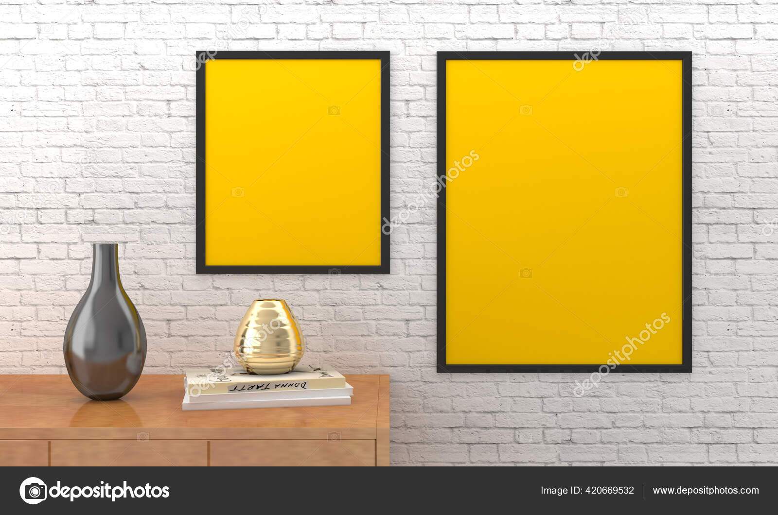 Rendering Frames Mounted Wall Countertops Decorations Side Stock Photo ...