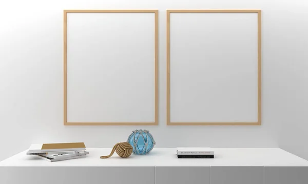 Rendering Frames Mounted Wall Countertops Decorations Side Stock Photo ...