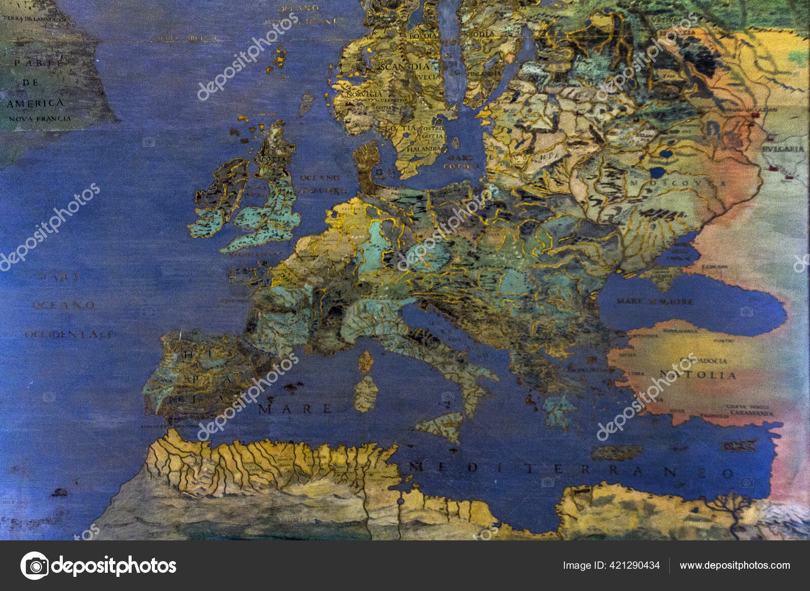 Uma Textura Mapa Velho Mundo — Foto © Wirestock #421290434