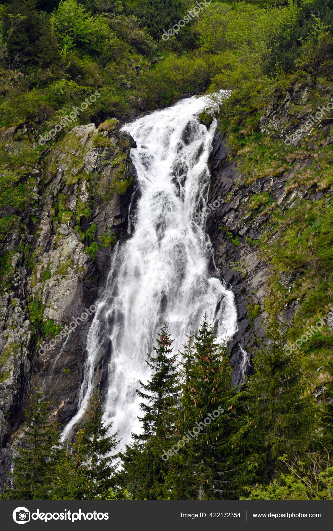 Vertical Shot Balea Waterfall Fagaras Mountains Romania — Stock Photo ...