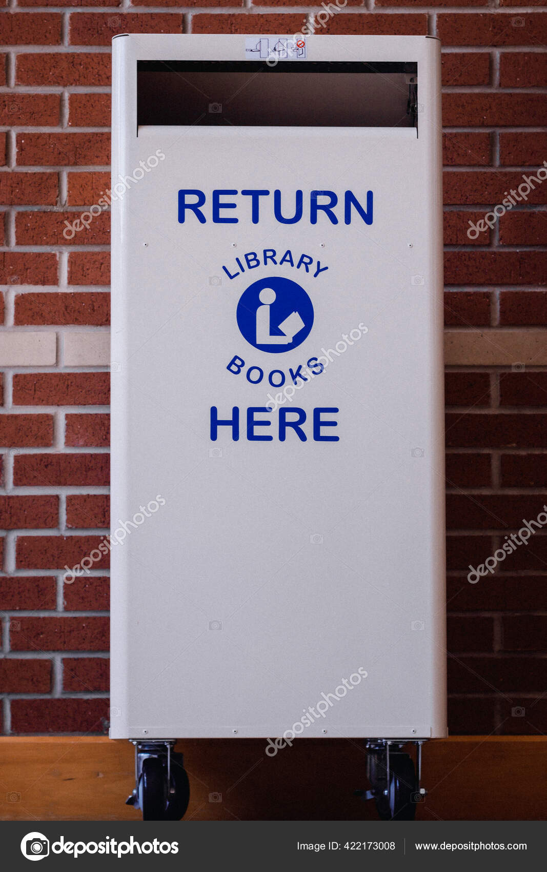 White Library Book Return Bin Words Return Library Books Here — Stock ...