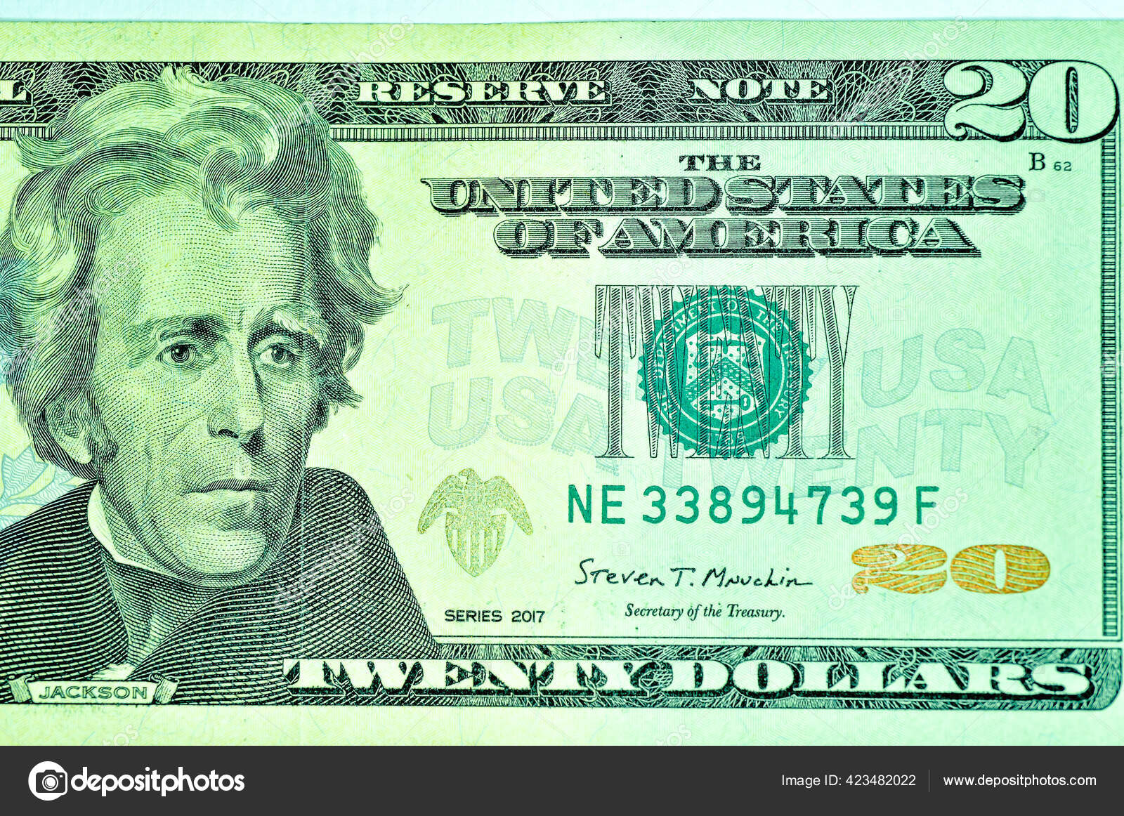 Top View Shot Twenty Dollar Banknote Isolated White Background – Stock ...