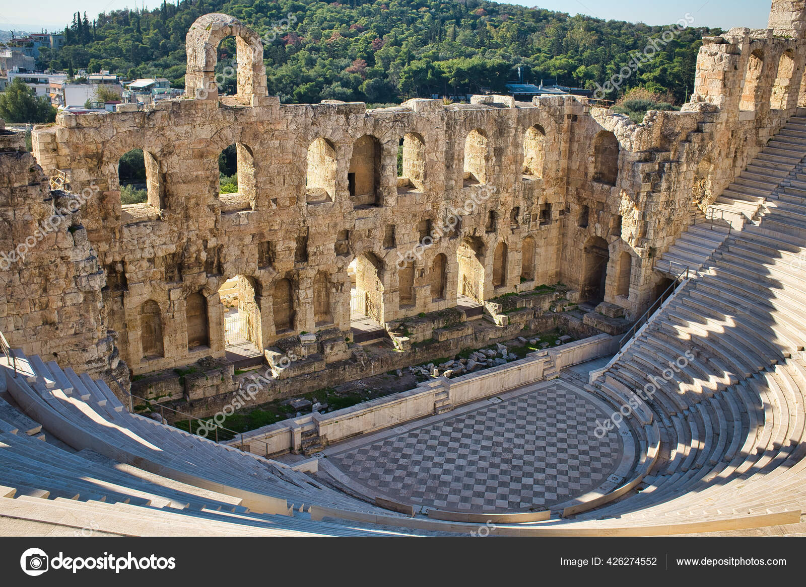 Odeon Herodes Atticus Amphitheater Famous Acropolis Athens Greece ...
