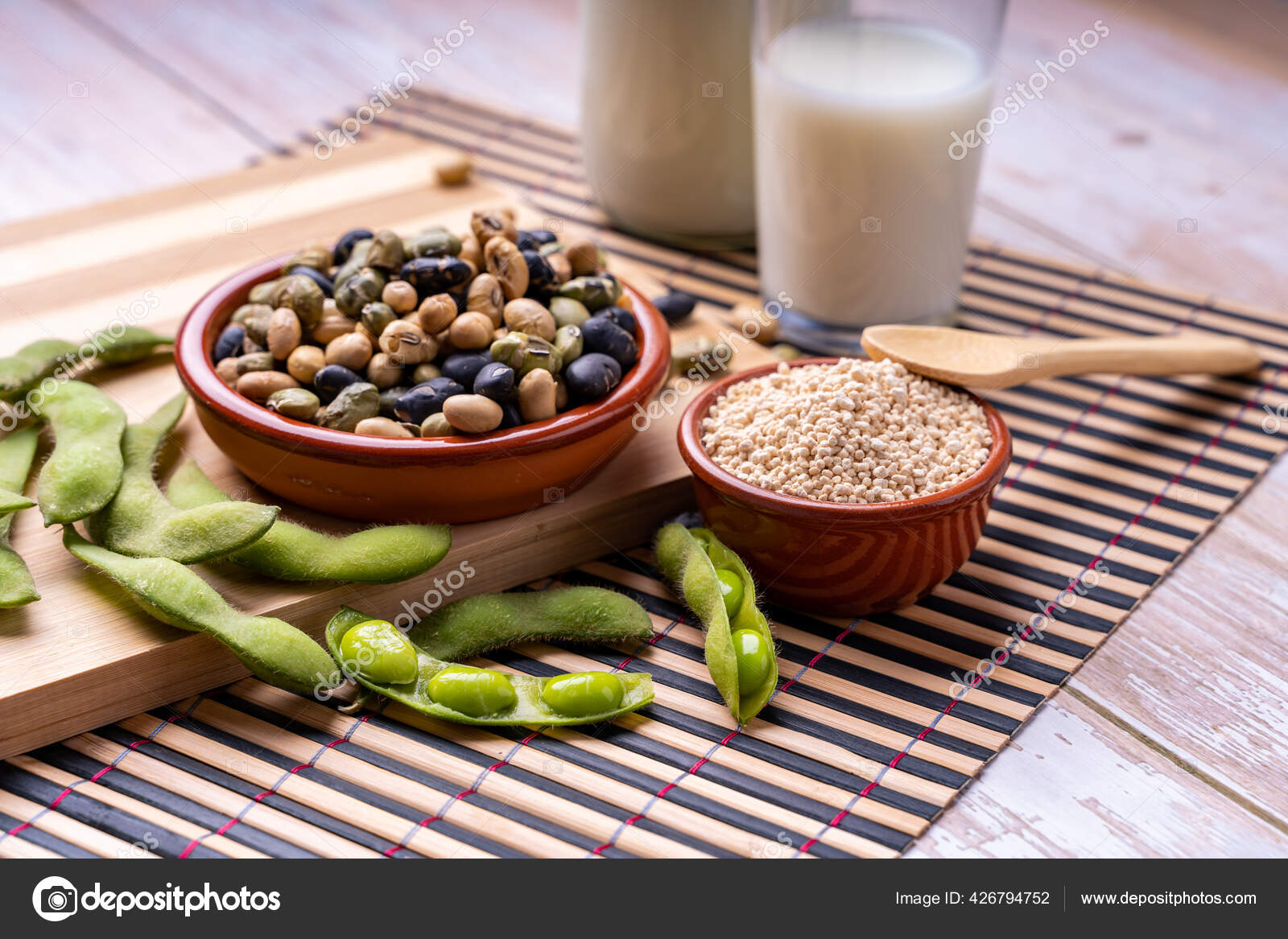Top View Fresh Soybean Pods Edamame Soybeans Granulated Soy Lecithin ...