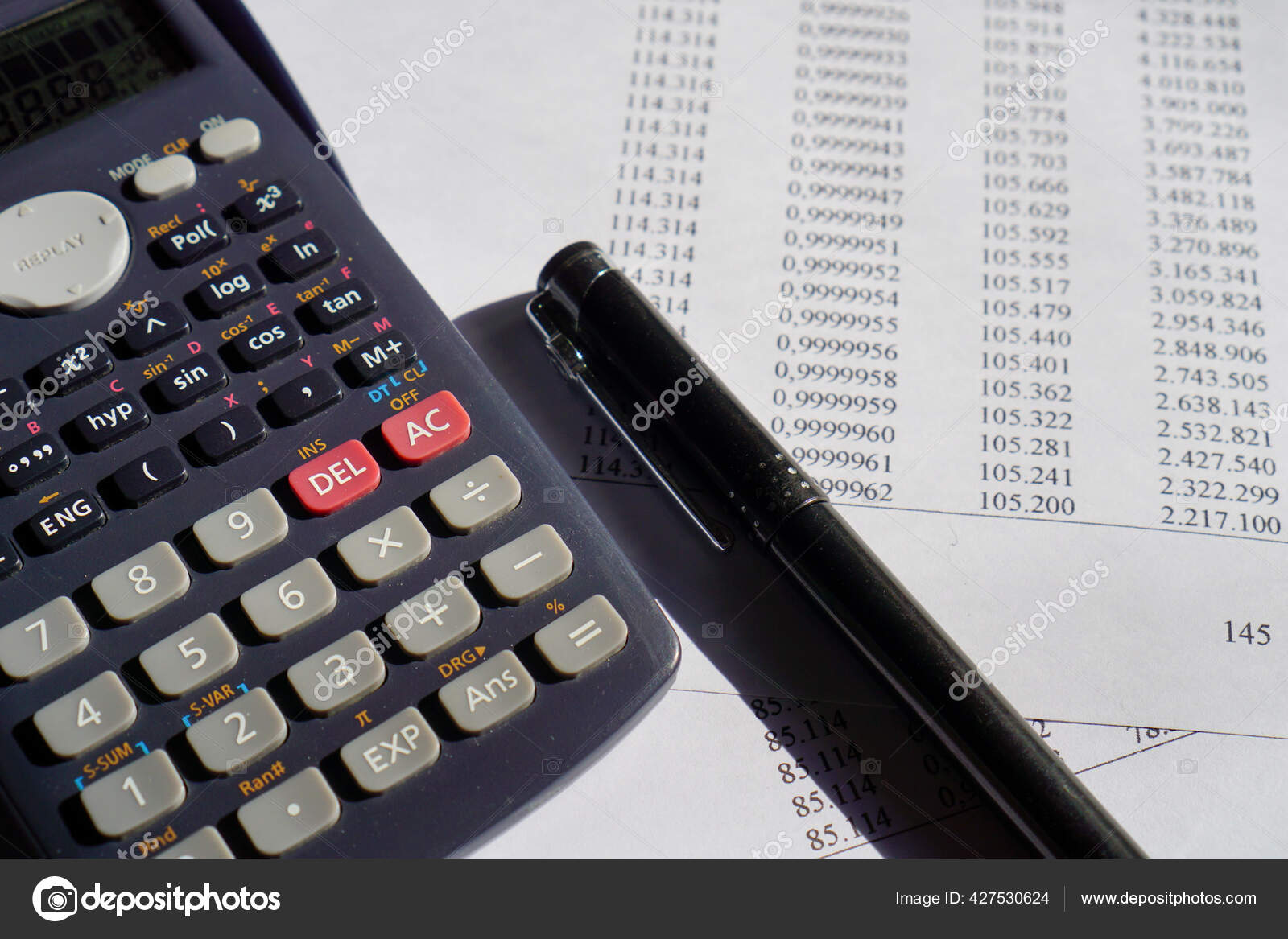 High Angle Shot Calculator Pen Numbers Sheet — Stock Photo © Wirestock ...