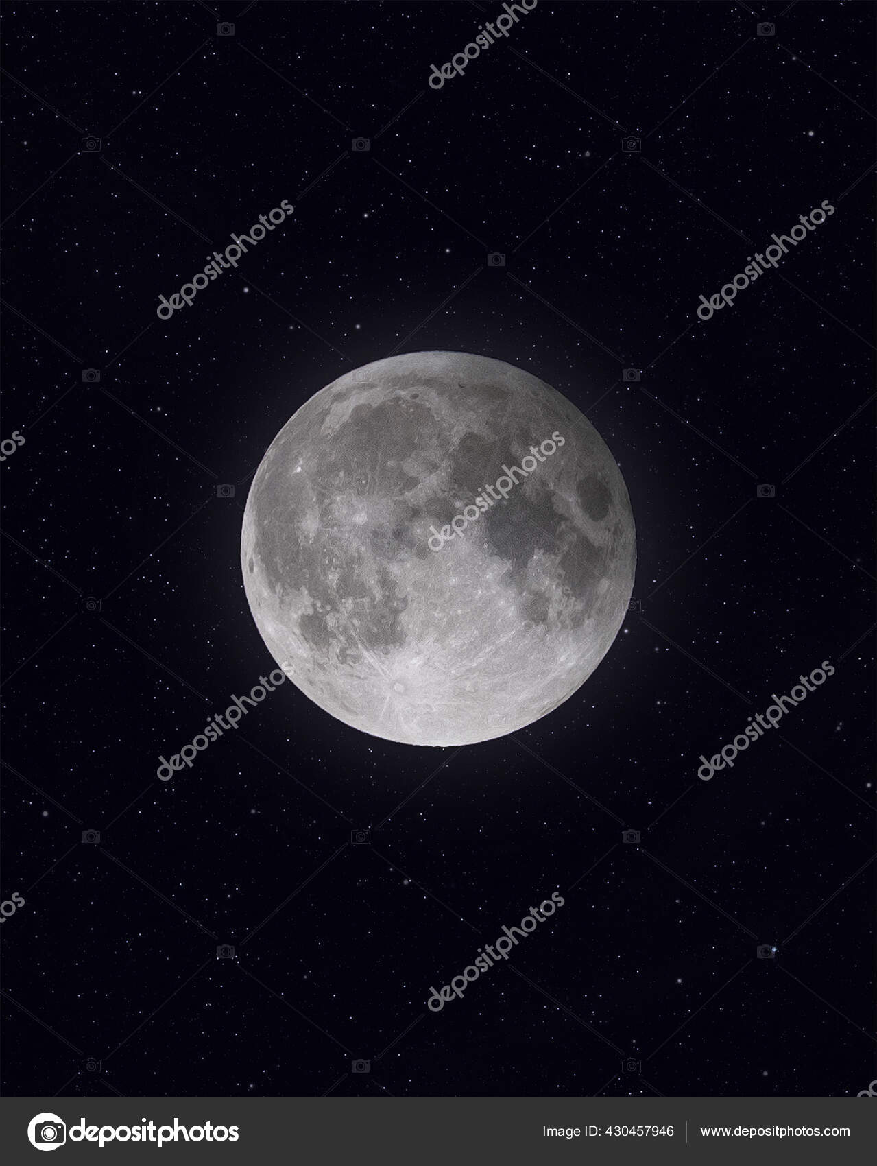 Vertical Grayscale Full Moon Stars Shining Background — Stock Photo ...