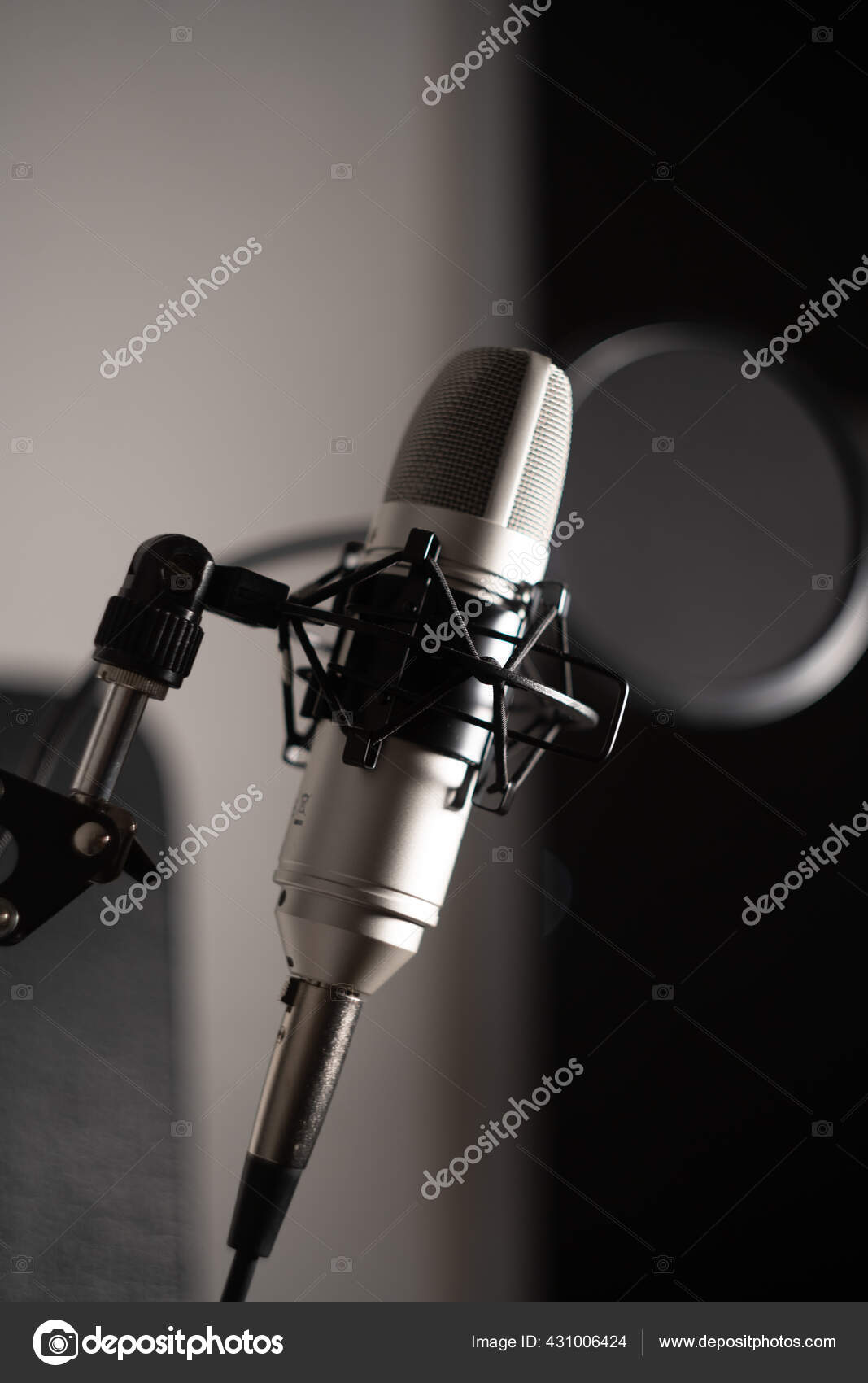 Vertical Closeup Shot Recording Studio Microphone — Stock Photo ...