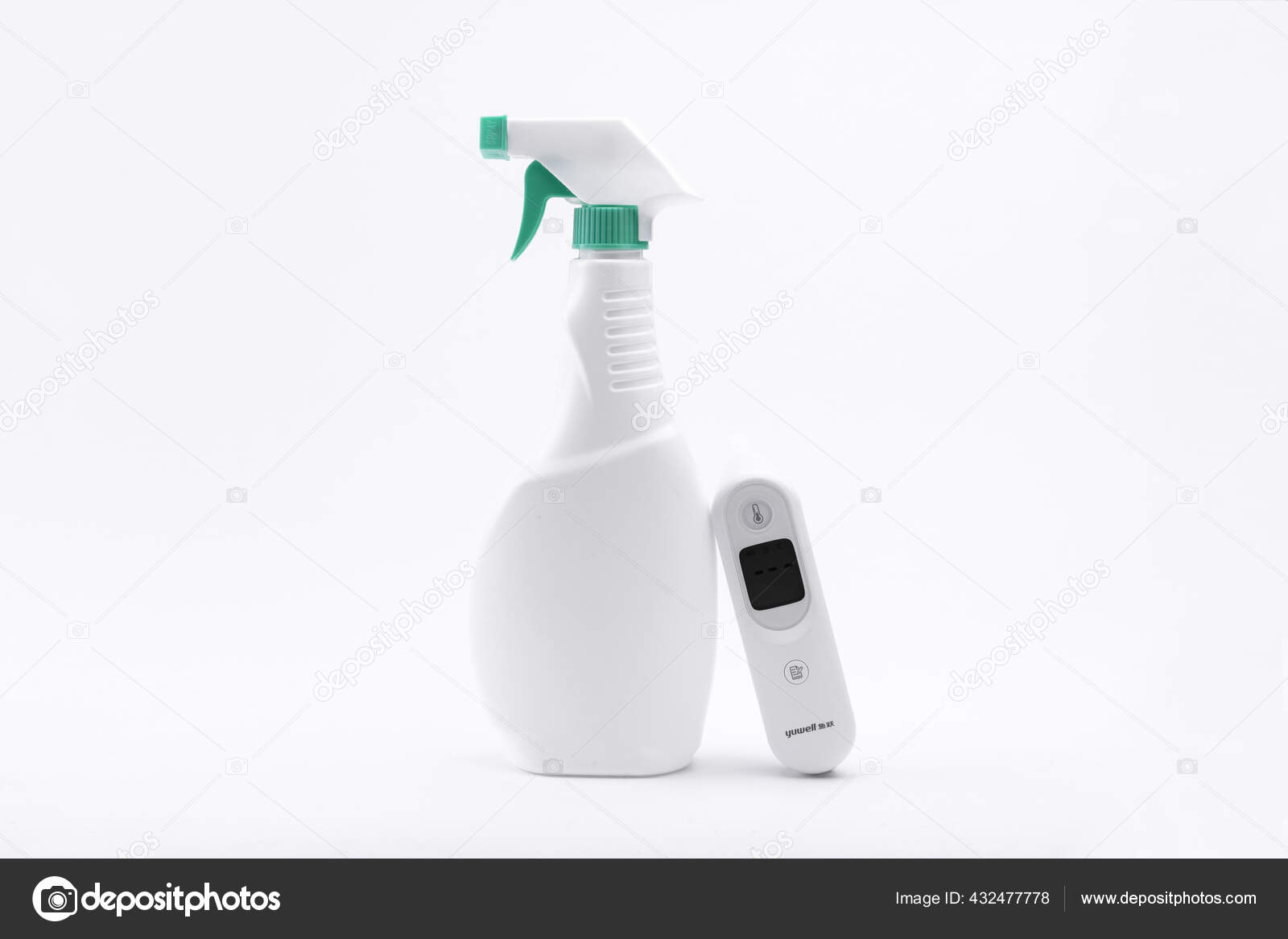 Isolated Closeup Alcohol Spray Digital Body Thermal Scanner White ...