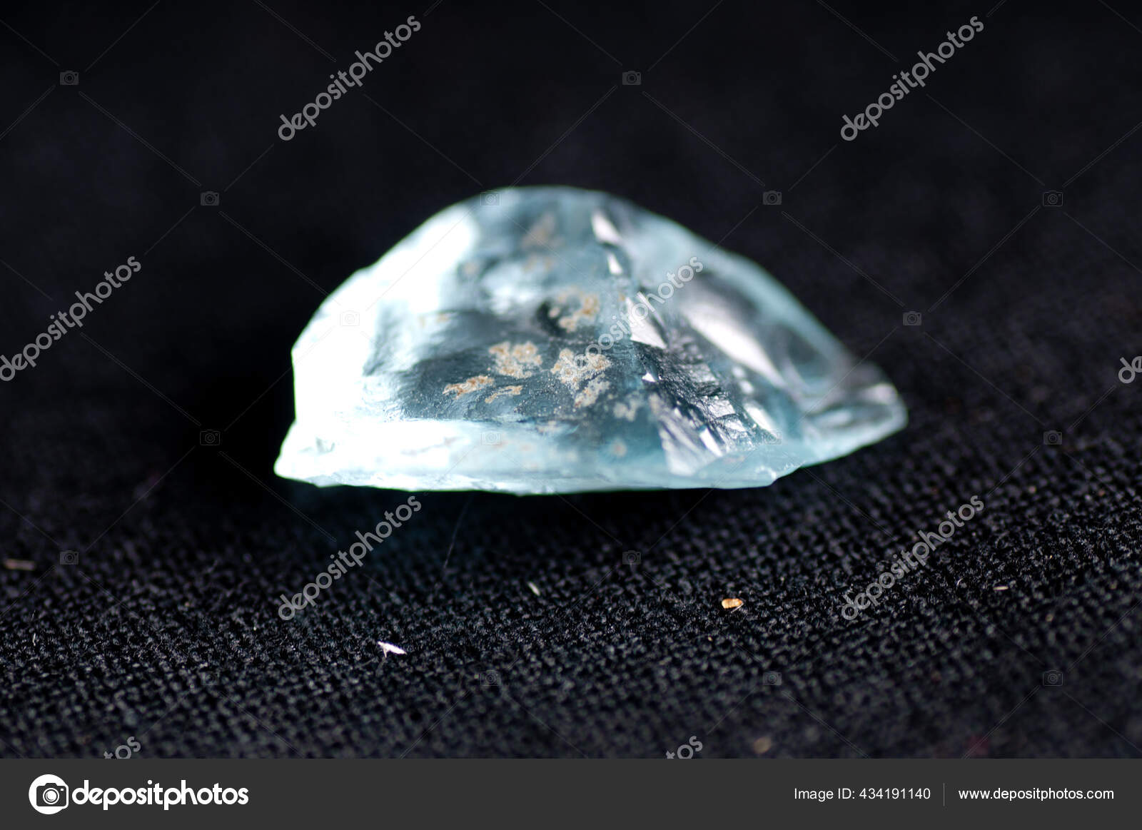 Vibrant Blue Clrea Beryl Crystal Mineral Sample Black Background ...