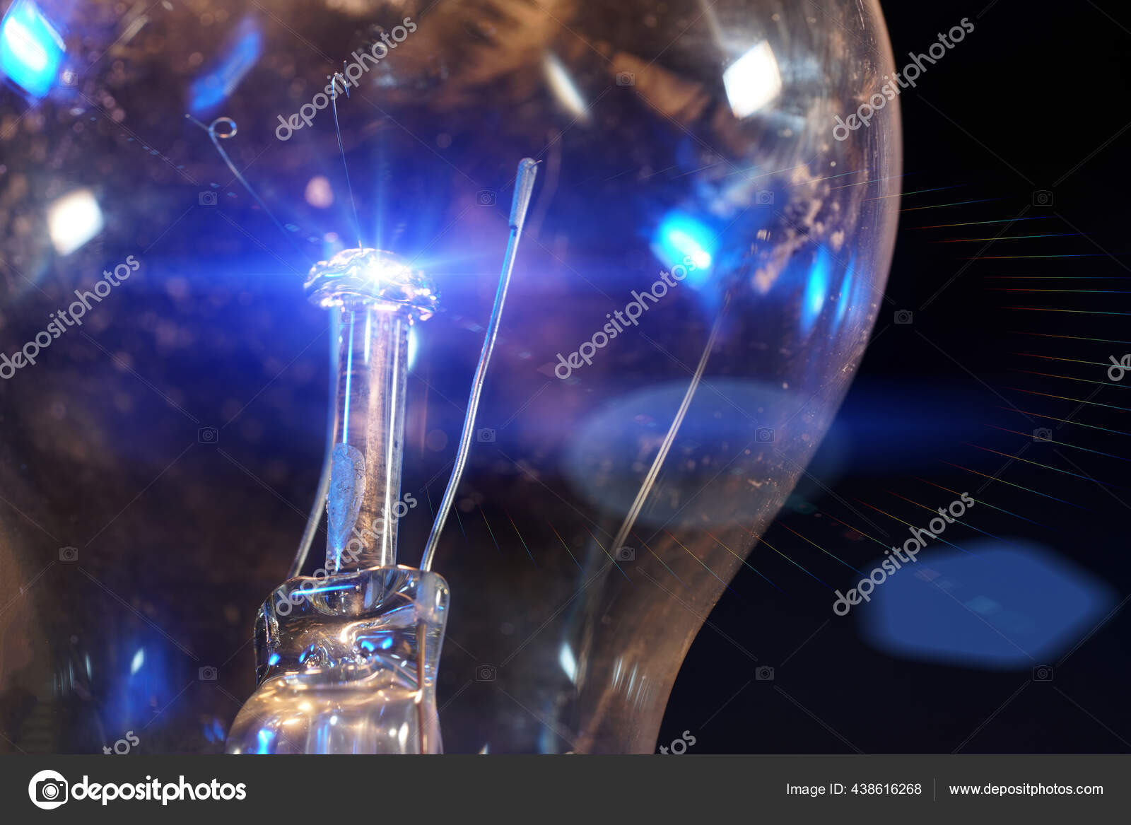Selective Focus Closeup Lighted Bulb Black Background — Stock Photo ...