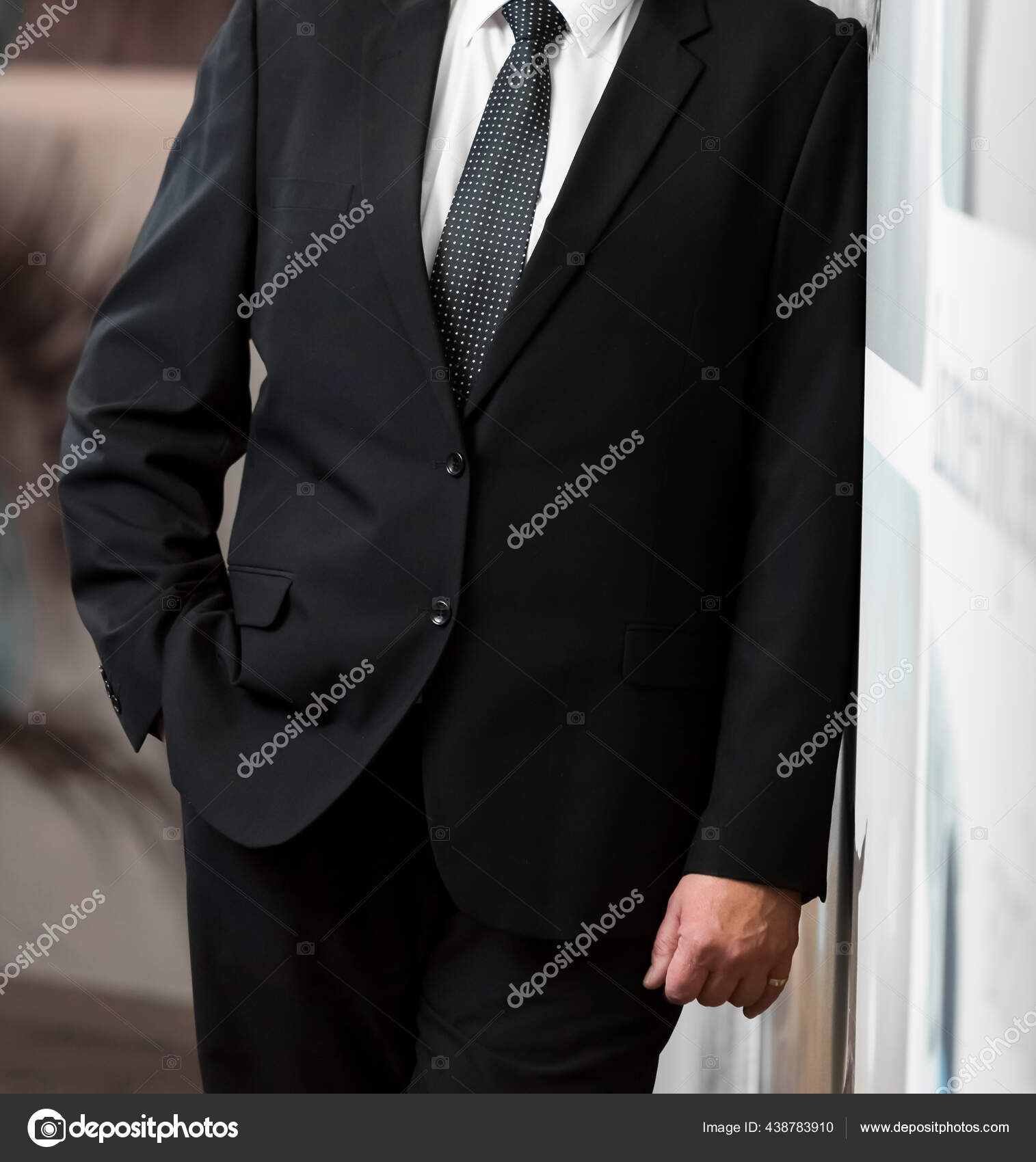 Vertical Selective Focus Man Black Suit — Stock Photo © Wirestock ...