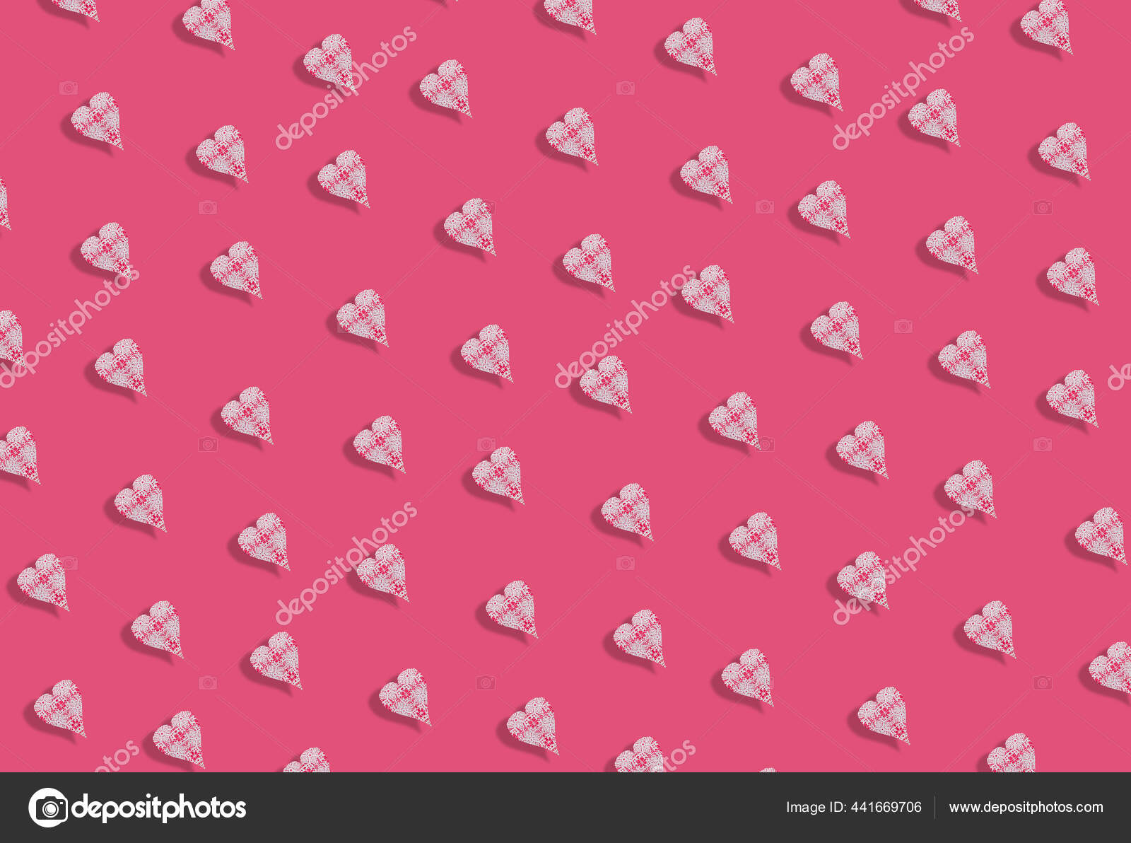 Pattern Small Heart Shapes Isolated Pink Background — Stock Photo ...