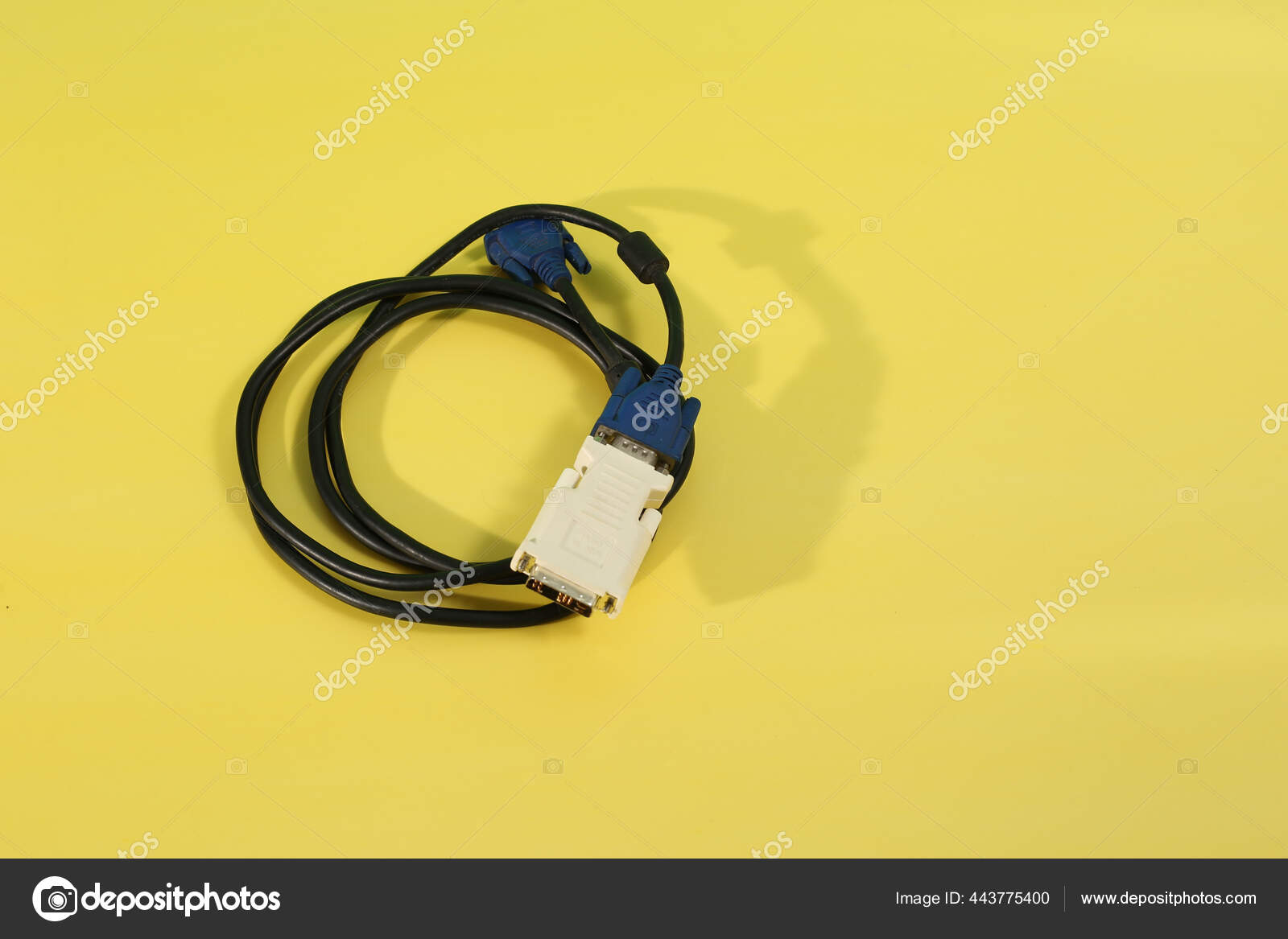 Top View Computer Component Wire Cable Its Adapter Isolated Yellow ...
