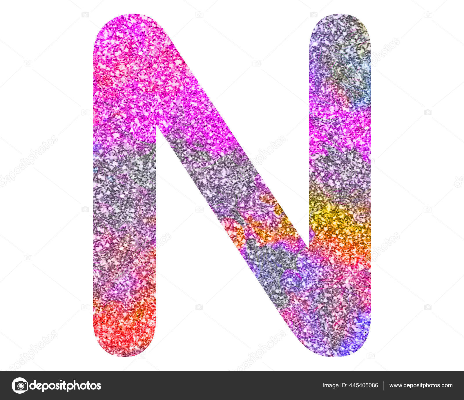 The Letter N In Pink Glitter