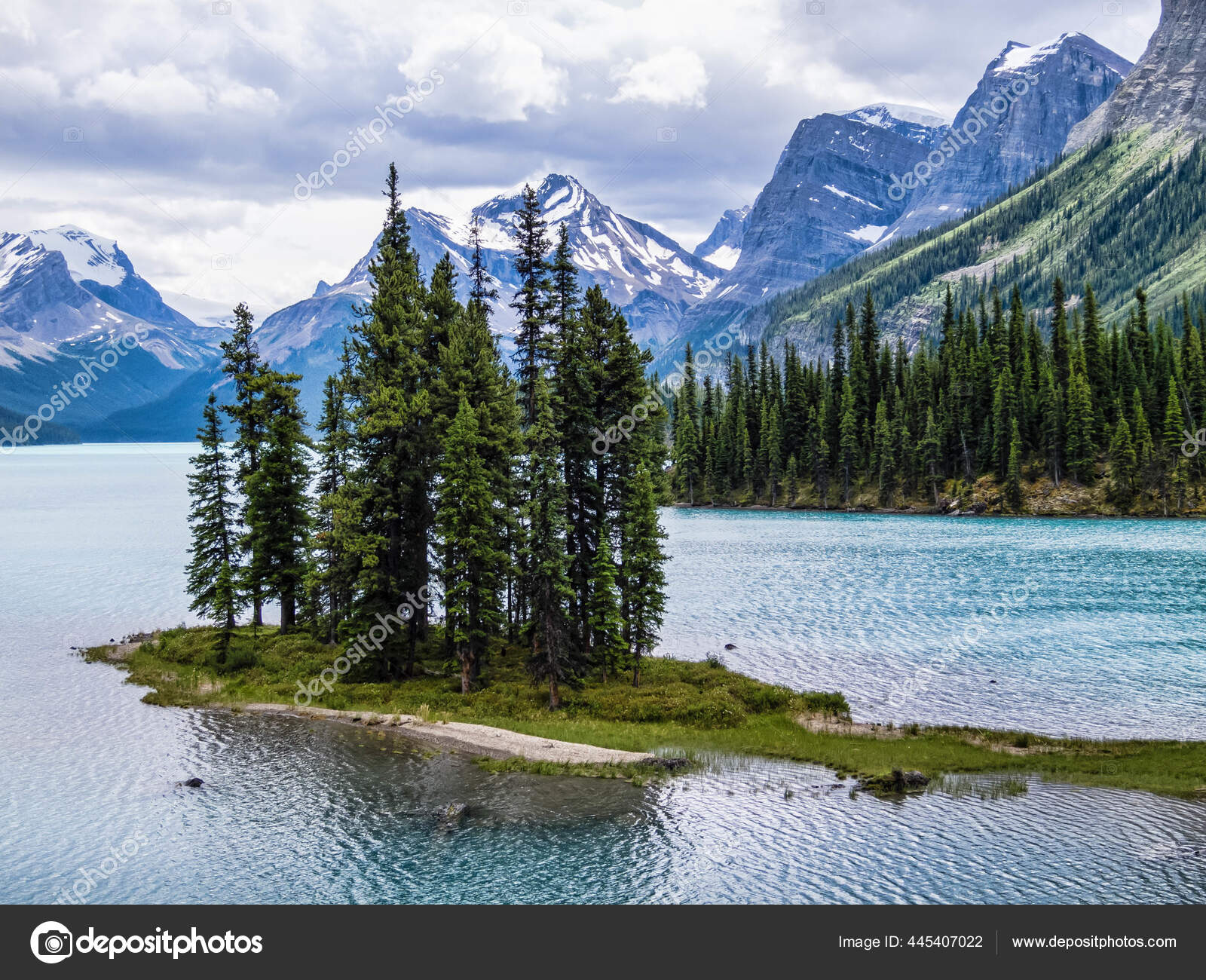 Isla Spirit Lago Maligne Parque Nacional Jasper Alberta: fotografía de ...