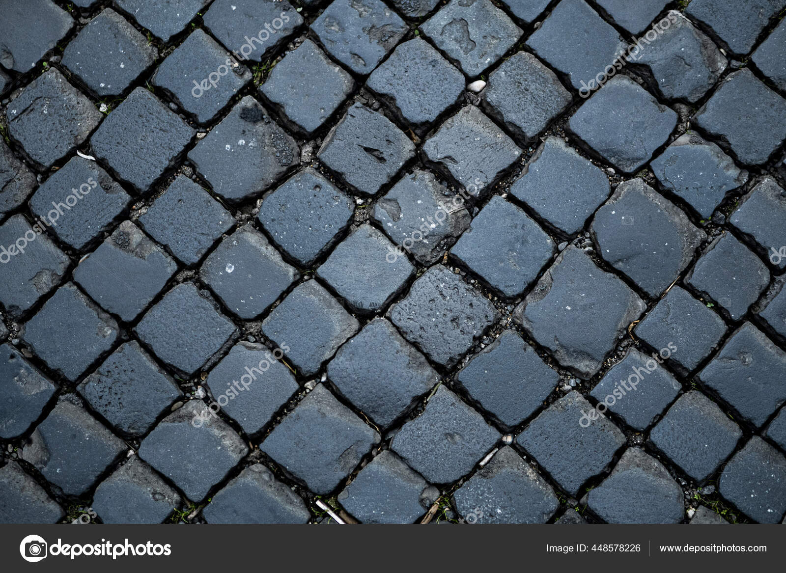 Top View Black Basalt Paving Central Ancient Rome Stock Photo by ...