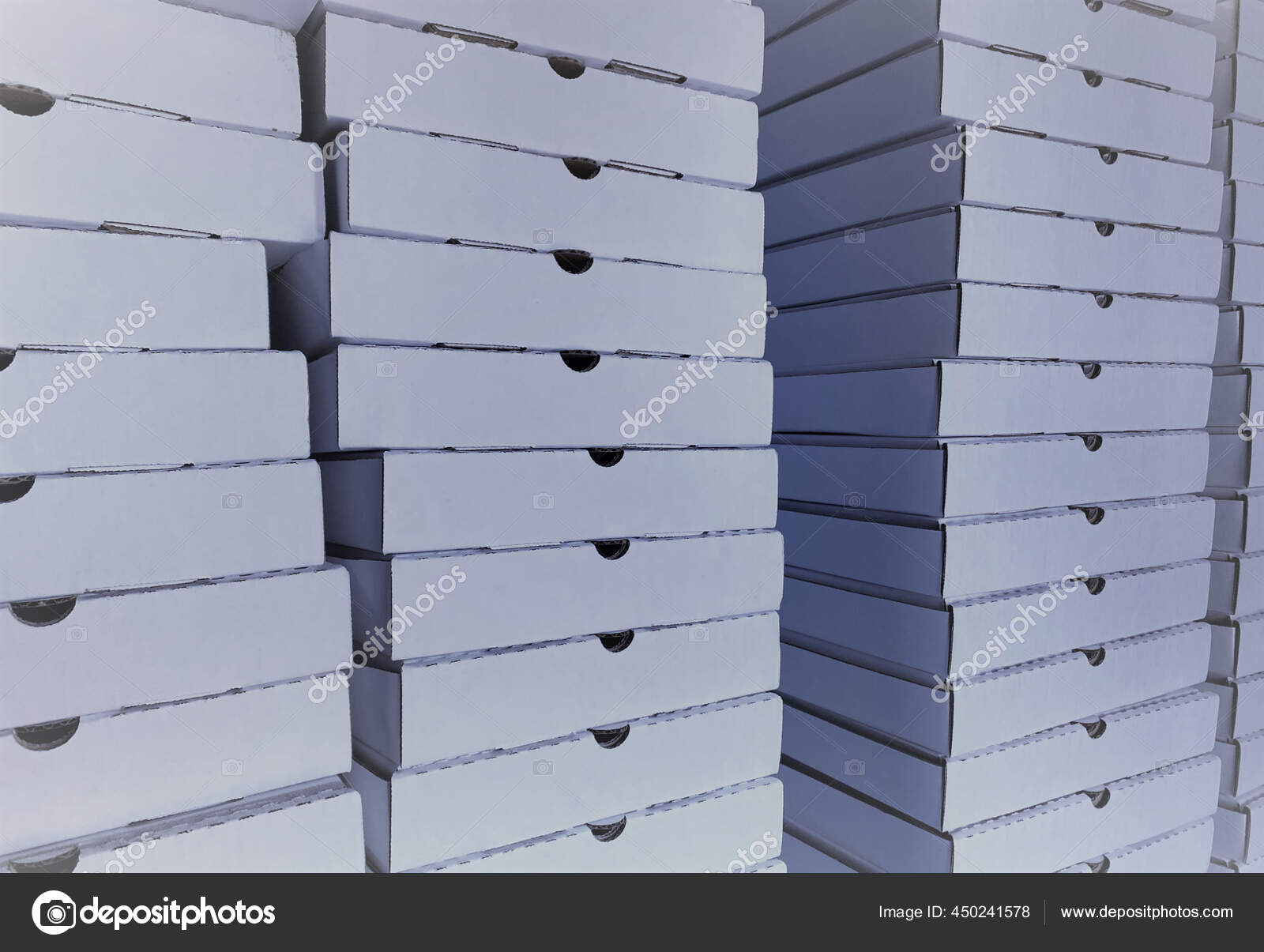 Pizza Boxes Stacked Roof — Stock Photo © Wirestock #450241578