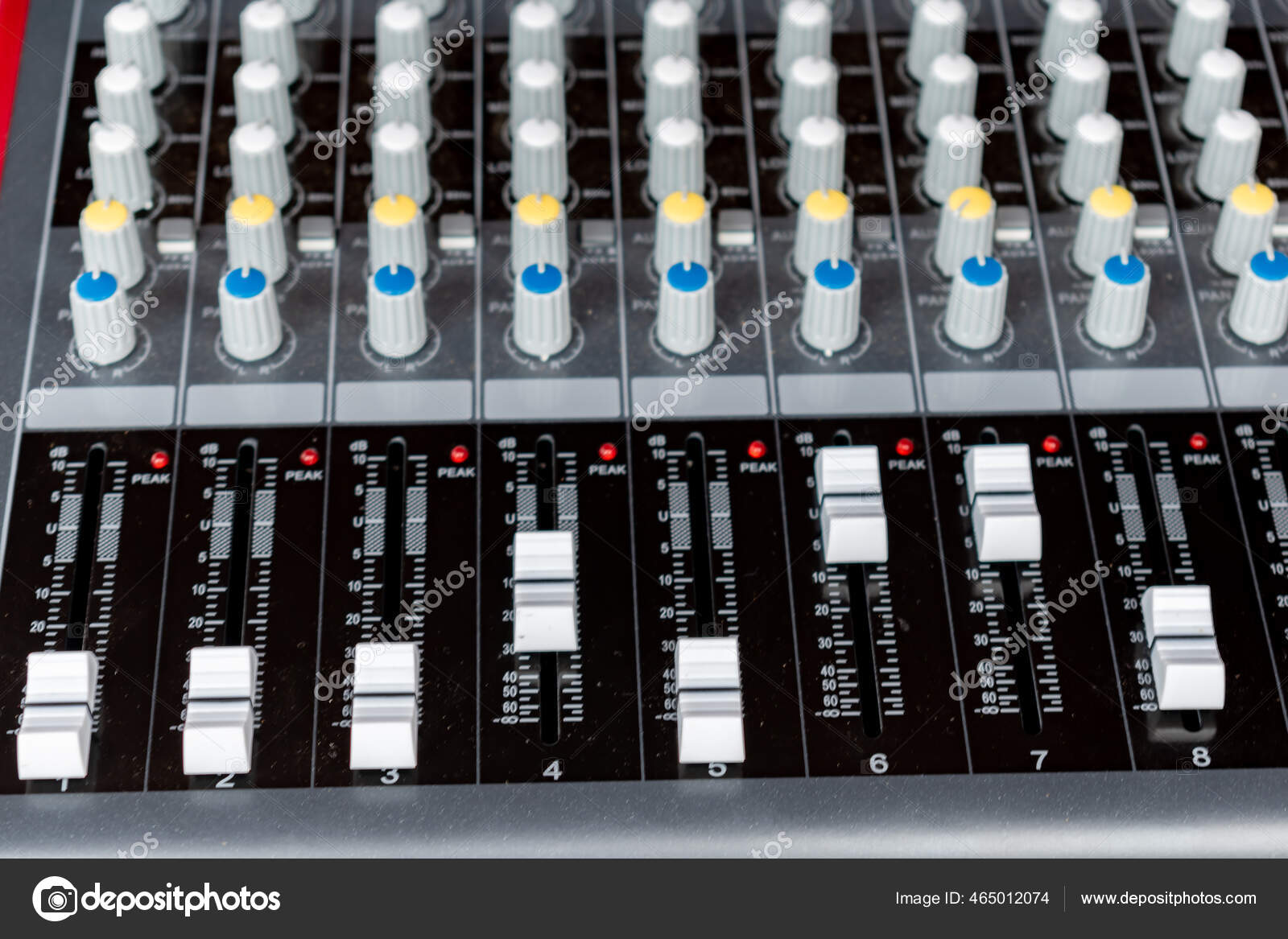 Closeup Top View Sound Mixer Showing Bunch Knobs — Stock Photo ...