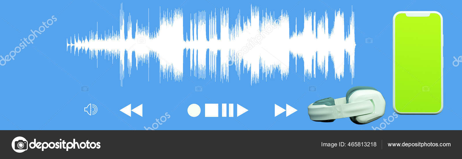 Rendering Professional Studio Headphones Green Screen Smartphone Audio ...