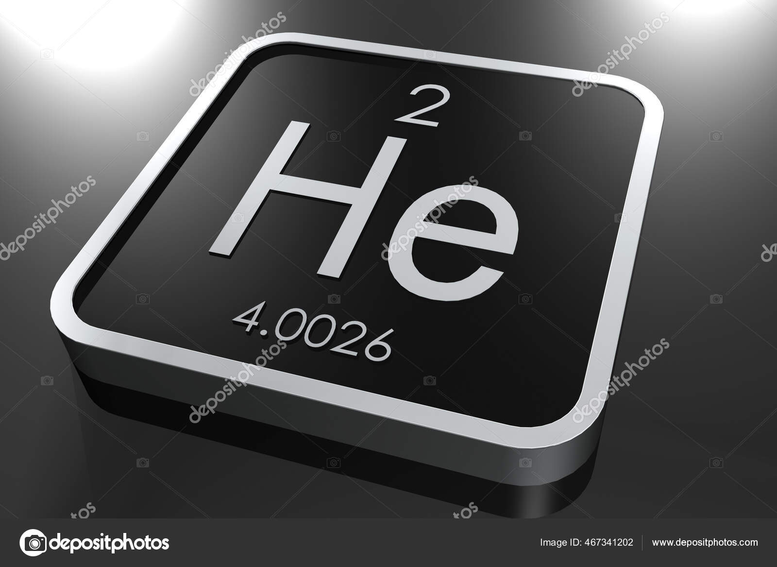 Rendering Helium Element Periodic Table Black Square Block — Stock ...