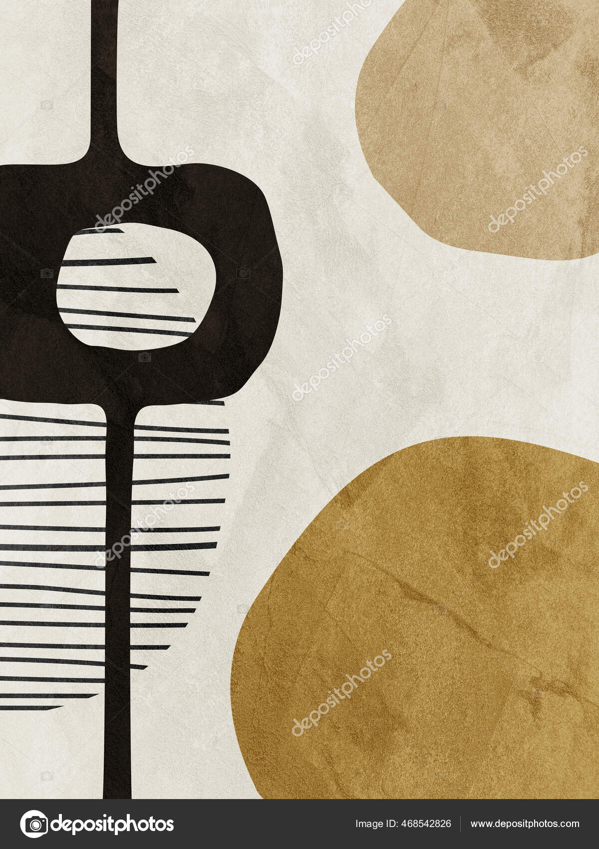 Organic Geometric Abstract Art Texture Geometric Shapes Beige Brown ...