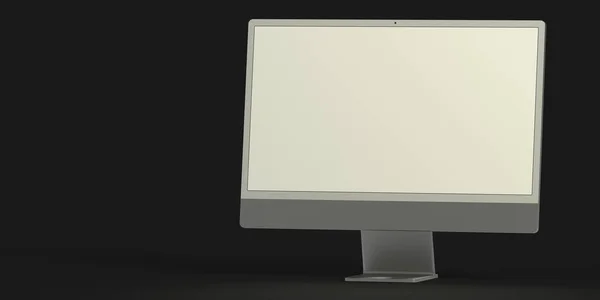 Realistic Computer White Screen Isolated Black Background — Stock Photo © Wirestock #509959184