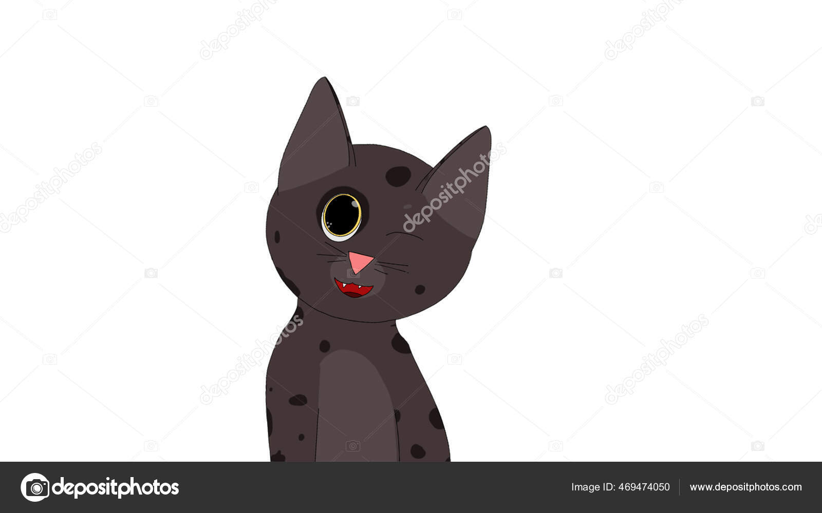 Illustration Cute Gray Cat One Eye Closed Isolated White Background ...
