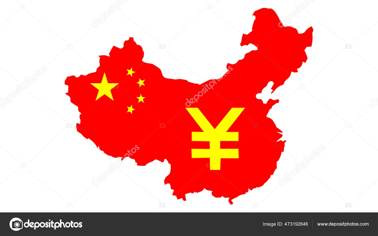 Red Map China Flag Currency Symbol Yuan White Background — Stock Photo ...