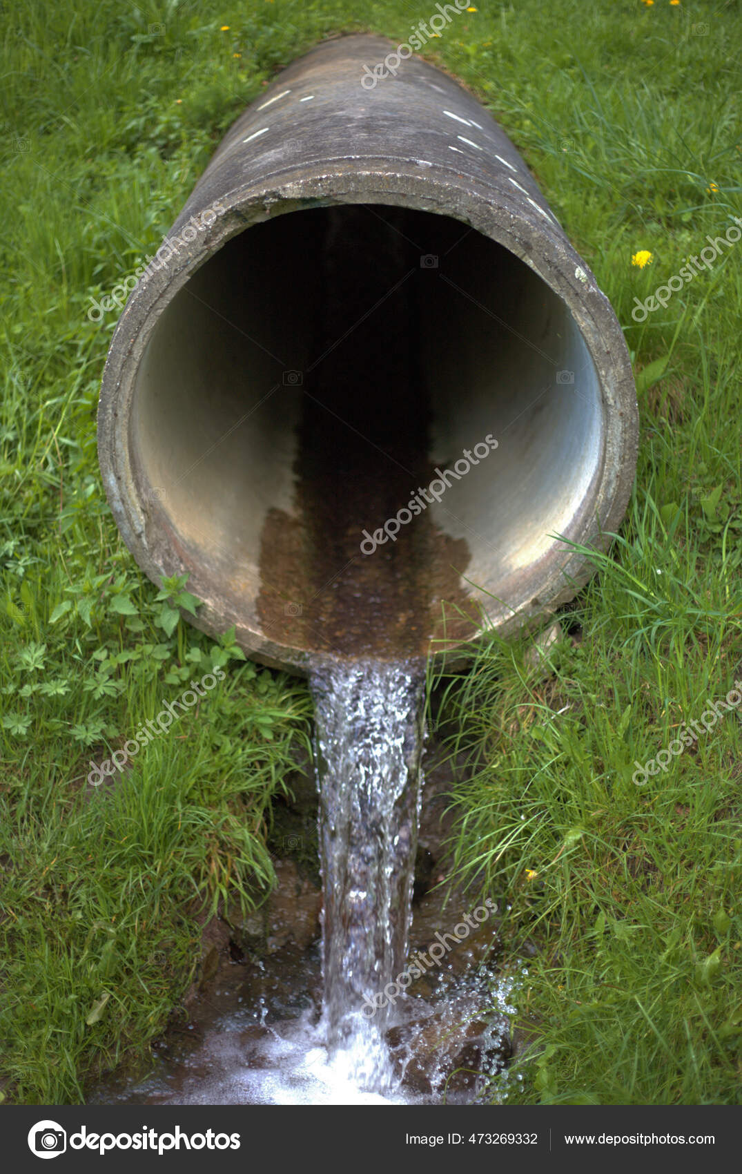 Vertical Shot Water Streaming Underground Tube — Stock Photo ...