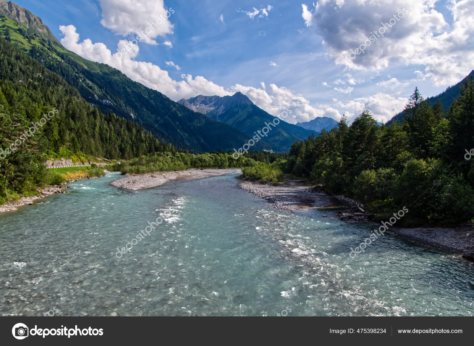 Beautiful Shot Lech River Surrounded Scenic Landscape Field Mountain ...