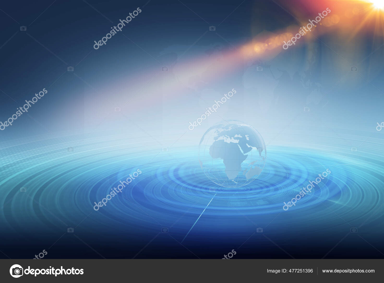 Wireframe Earth Globe Multiple Expanding Lines Ground High Technology ...