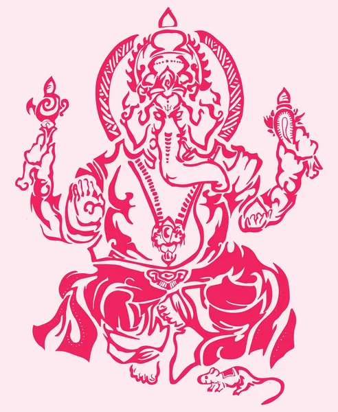 Illustration Sketch Lord Ganesha Silhouette Pink Background — Stock ...
