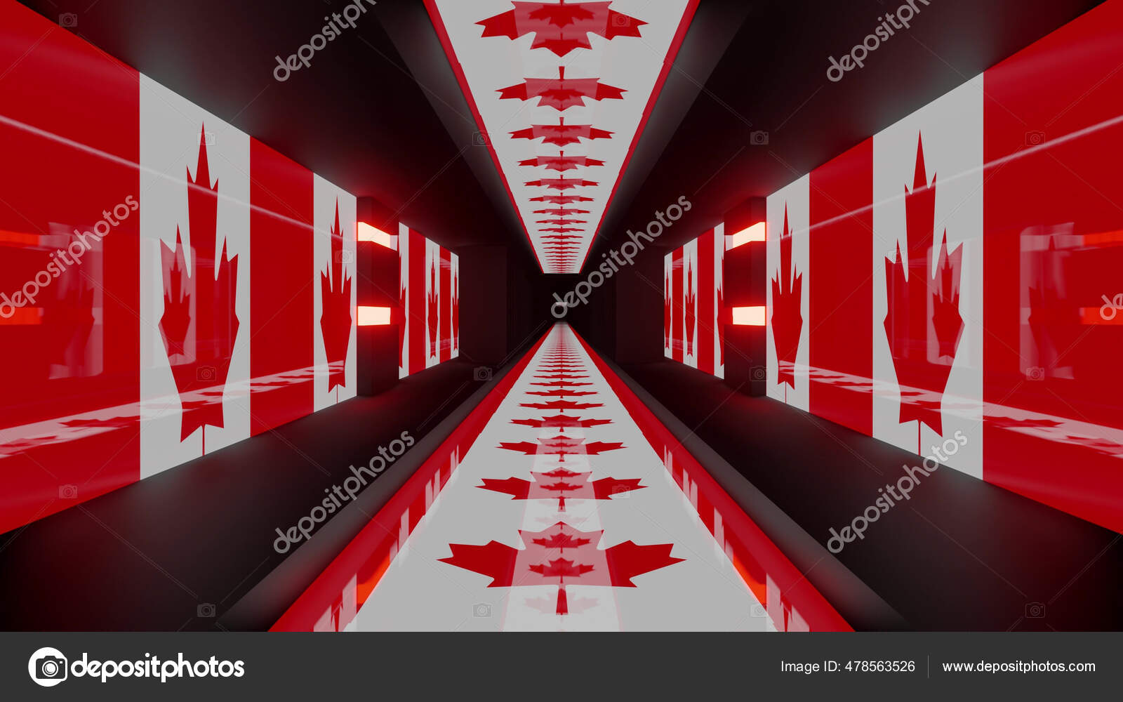 Rendering Futuristic Tunnel Patterns Red White Vibrant Colors Stock ...