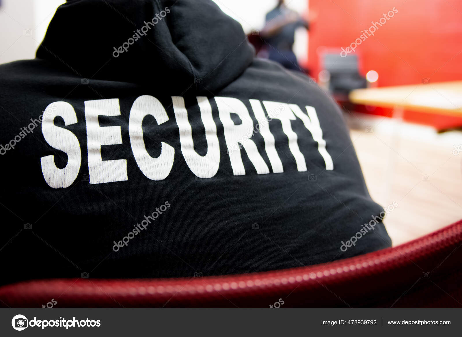 Rear View Security Guard Uniform Company Meeting Room — Stock Photo ...
