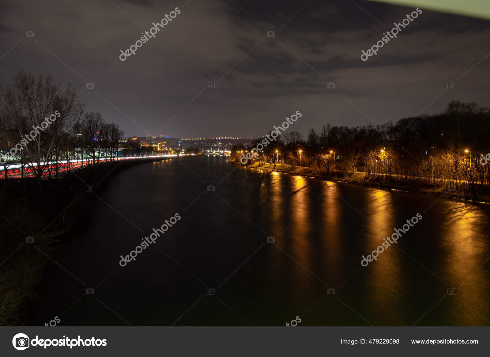 Reflection Lights Canal City Captured Night — Stock Photo © Wirestock ...