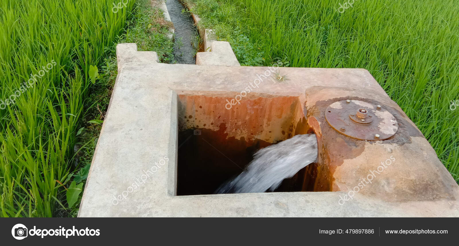 High Angle Shot Spring Water Pouring Pipe Well Field — Stock Photo ...