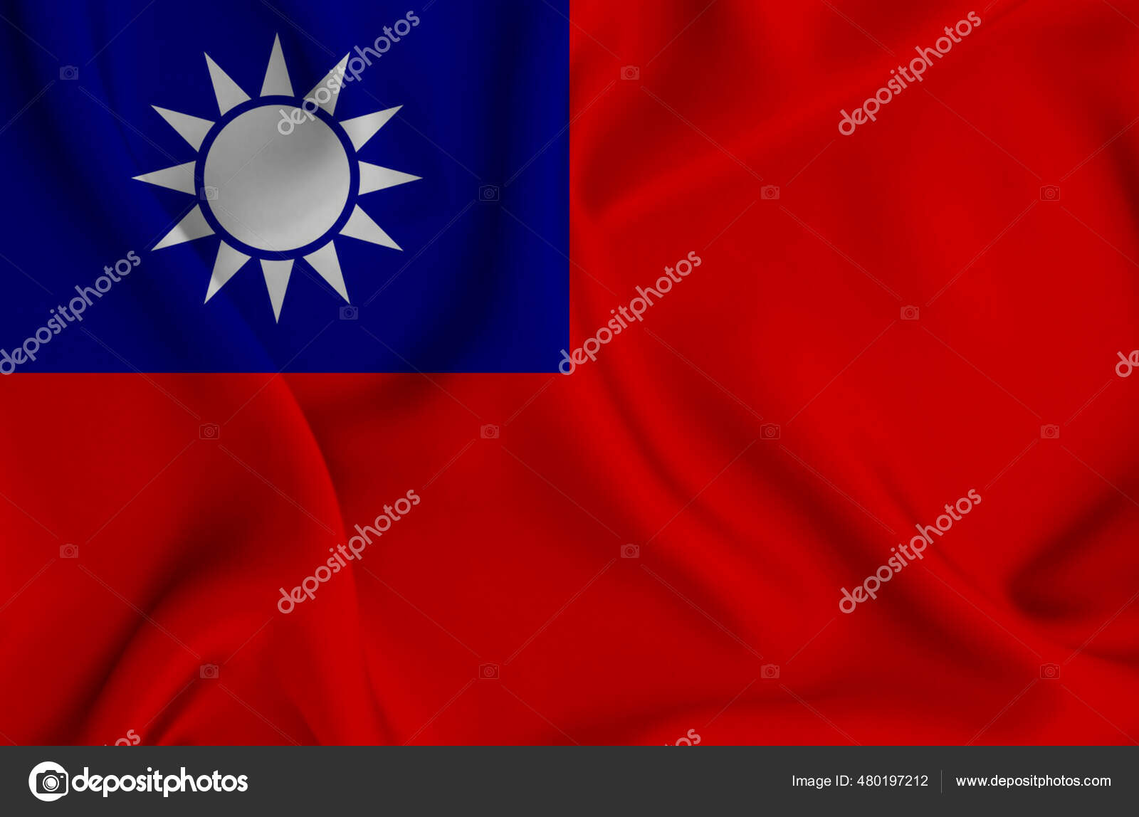 挥动中华民国国旗的例证 背景很好 ——图库图片 © Wirestock #480197212