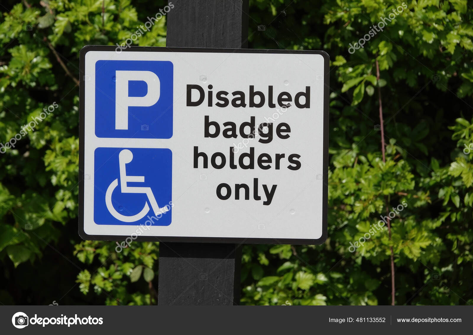 Traffic Sign Displaying Message Disabled Badge Holders Only Stock Photo ...