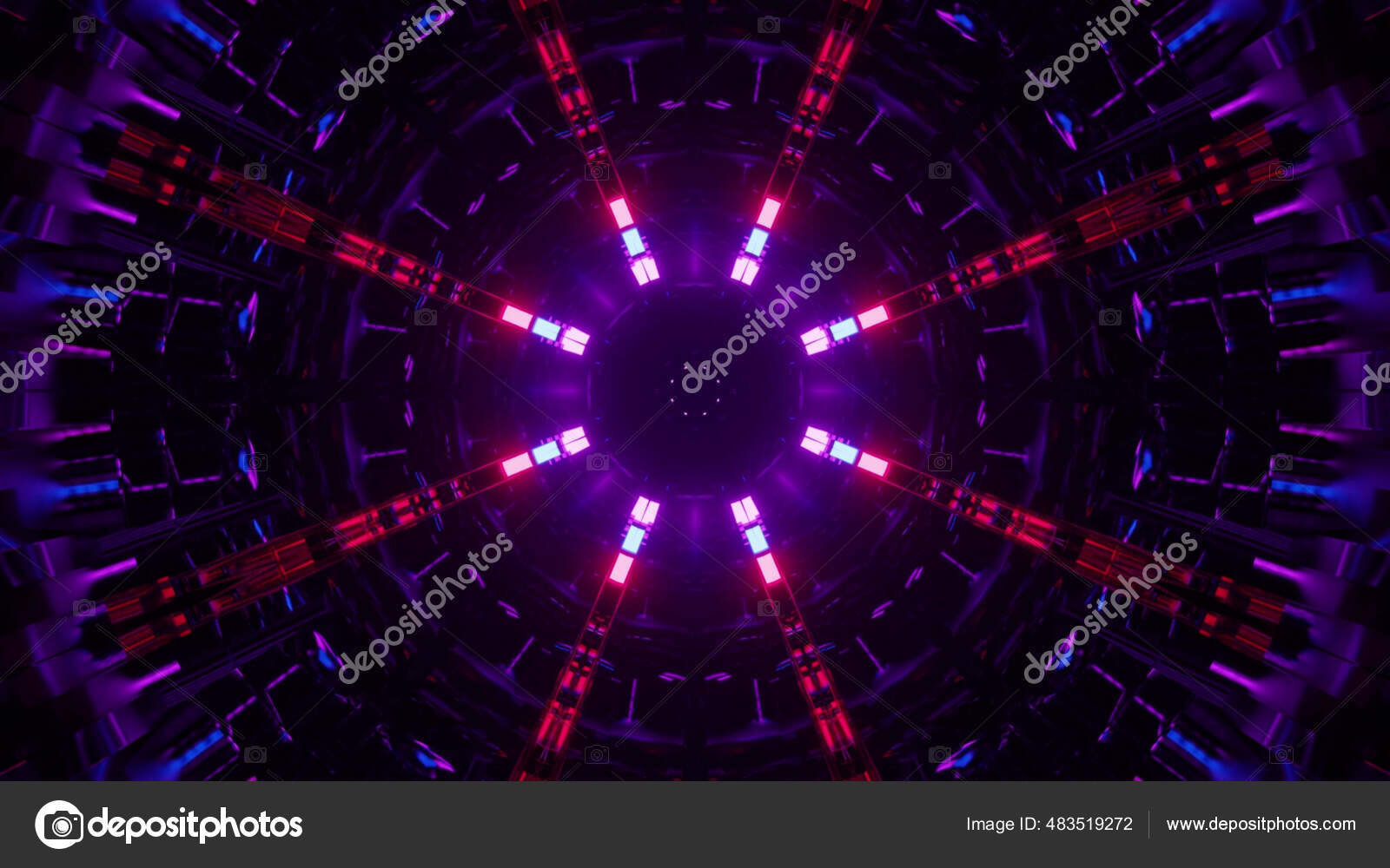 Rendering Dark Neon Circular Portal Red Light Beams Coming Out Stock ...