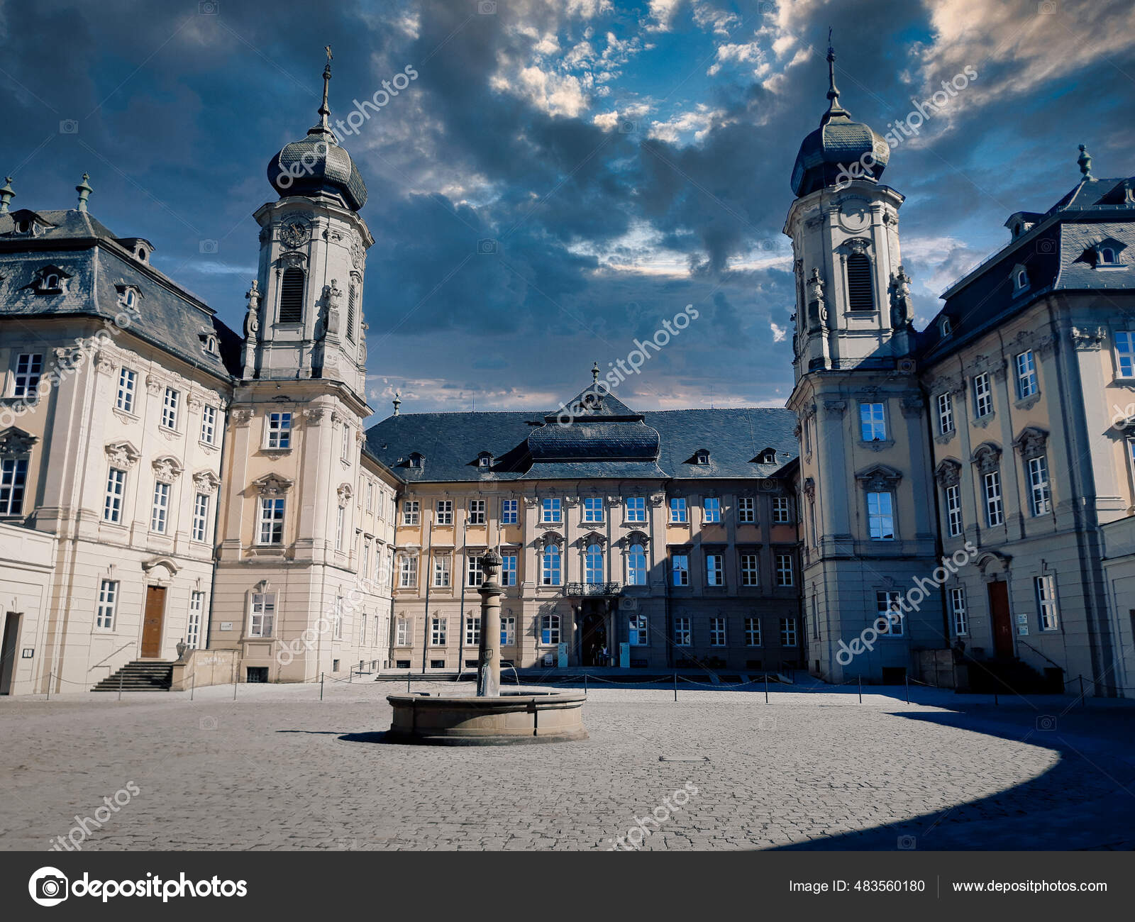 Front View Schloss Werneck Baroque Palace Dramatic Cloudy Sky Germany ...