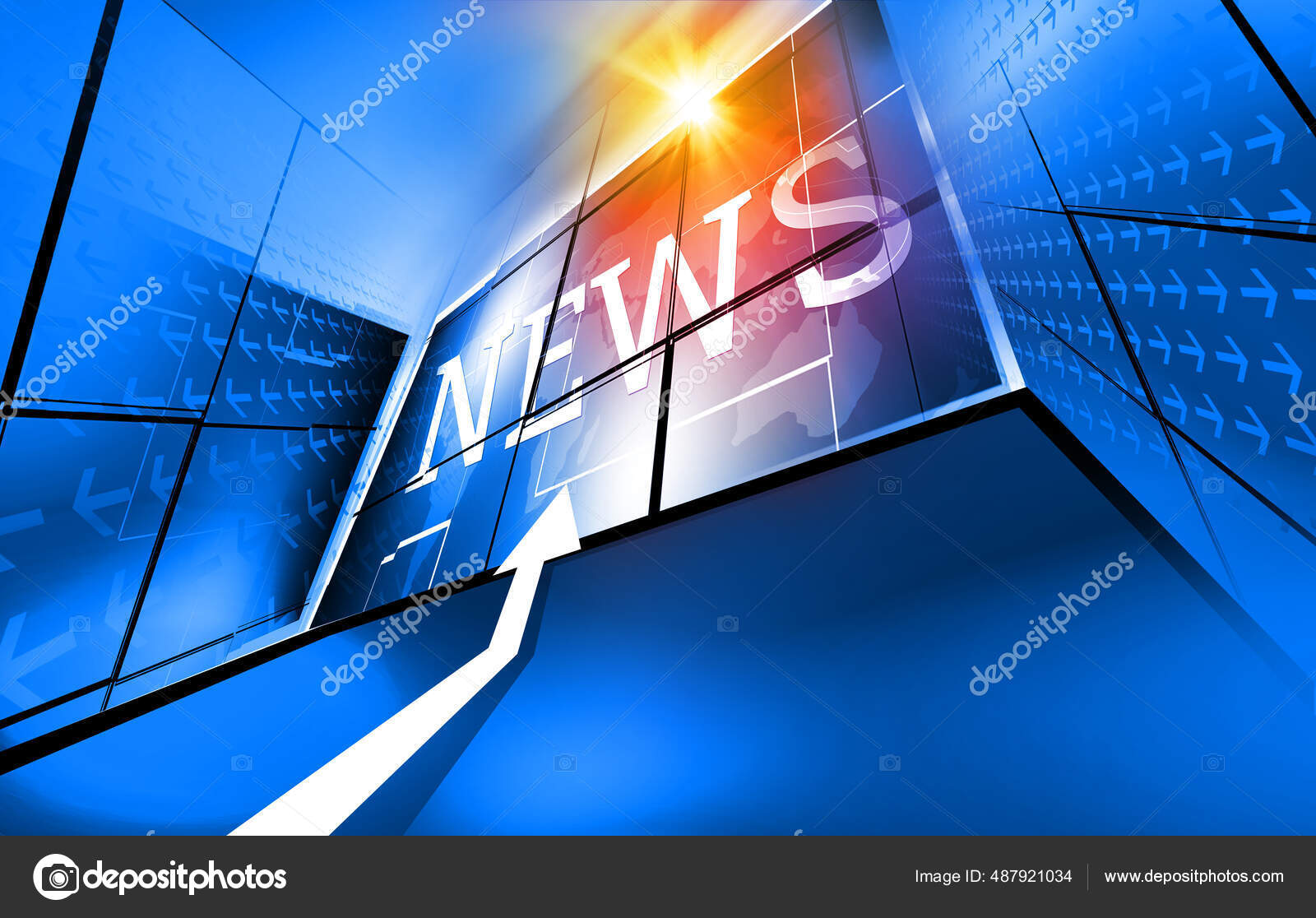 Rendering Graphical Digital News Background Arrows News Text Stock ...