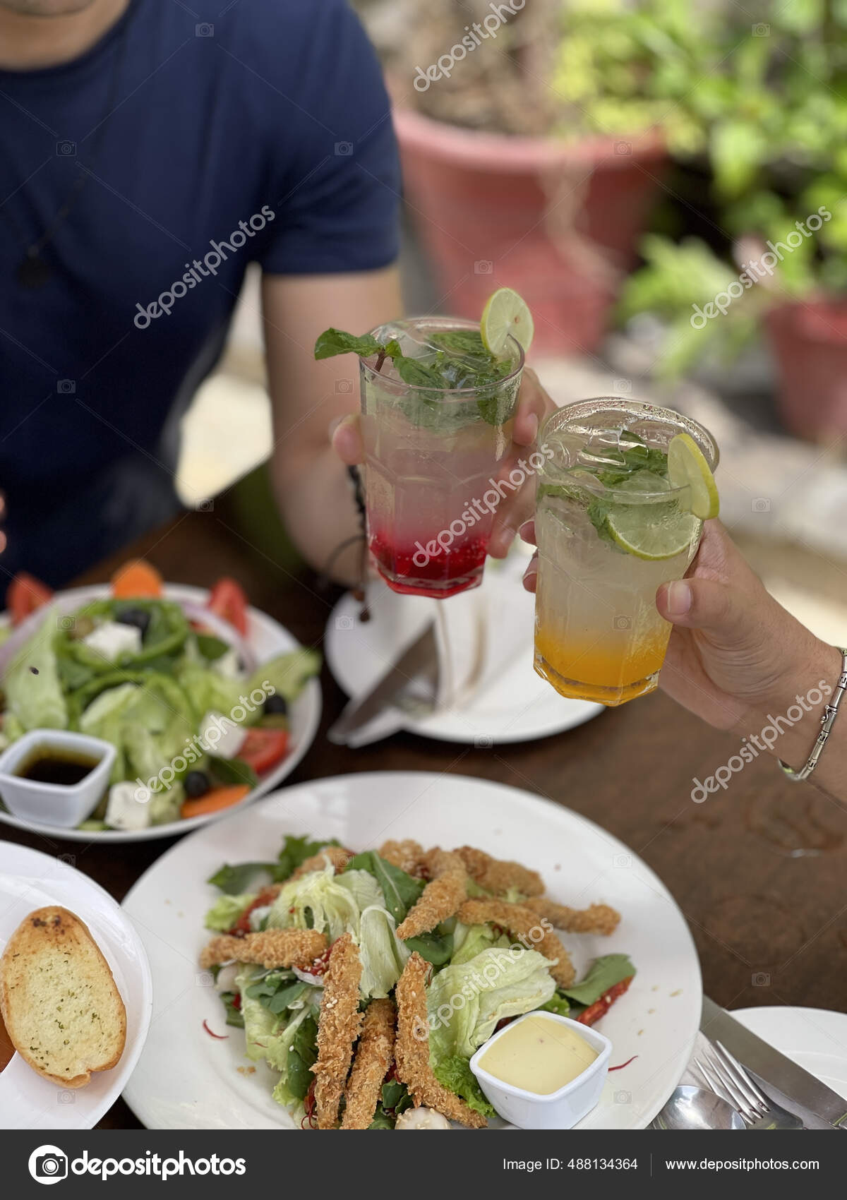 Vertical Shot Dinner Table Various Types Food Stock Photo by ©Wirestock ...
