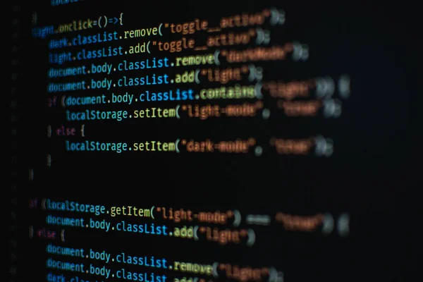 A closeup view of a computer programming language - Stock Image ...