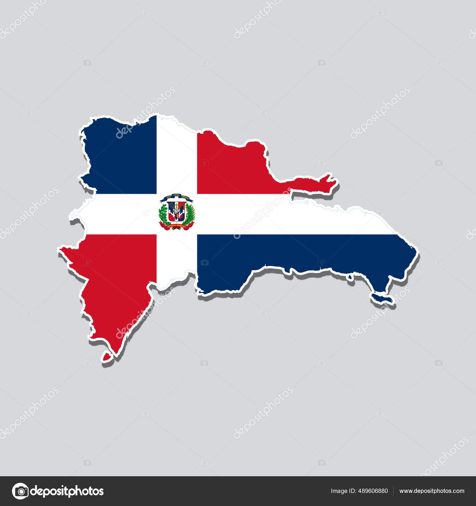 Mapa República Dominicana Con Colores Bandera Sobre Fondo Blanco ...