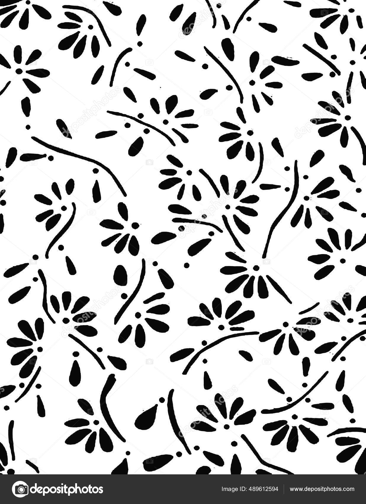 Abstract Seamless Leaf Stem Patterns Isolated White Background — Stock ...