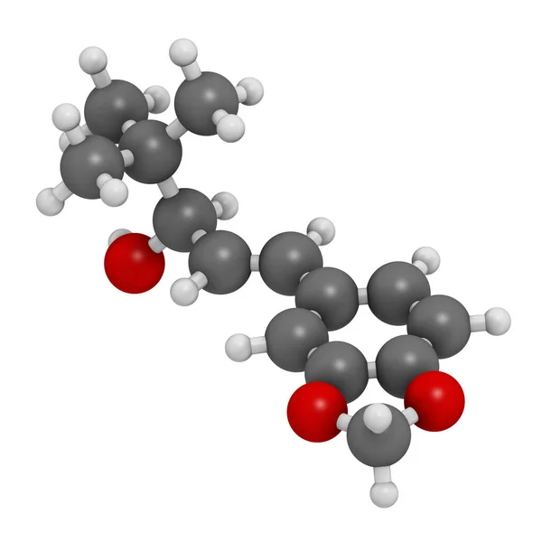 Molécula de fármaco para epilepsia con estiripentol. Representación 3D ...