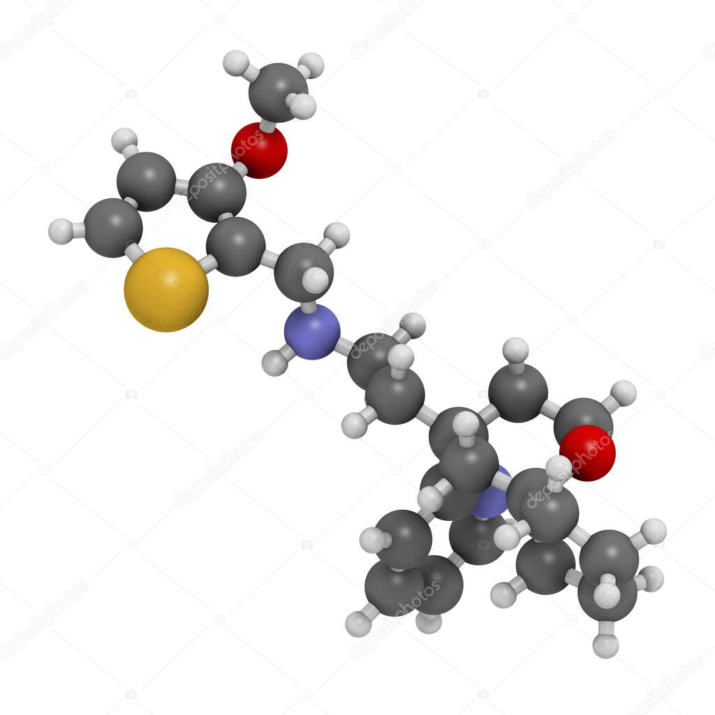 Mol cula de opioide para el dolor con olicieridina. Representaci n 3D. Los tomos se representan ...