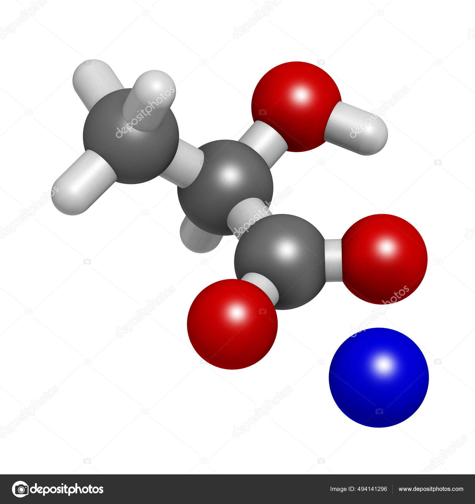 Sodium Lactate Chemical Structure Rendering Atoms Represented Spheres ...