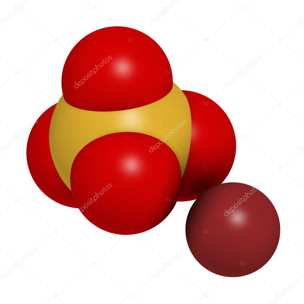 Sulfato de zinc, estructura química. Representación 3D. Los átomos se ...