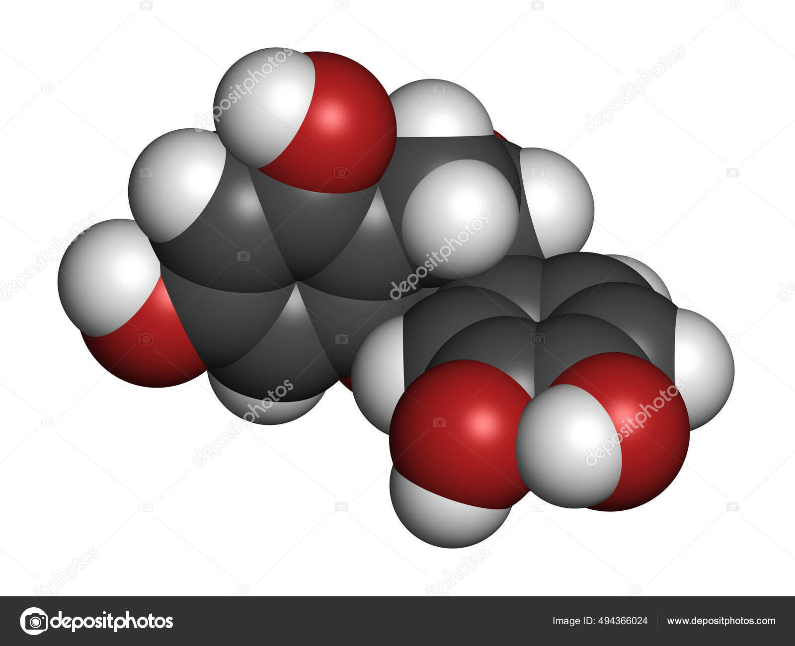 Catechin Herbal Antioxidant Molecule Rendering Atoms Represented ...